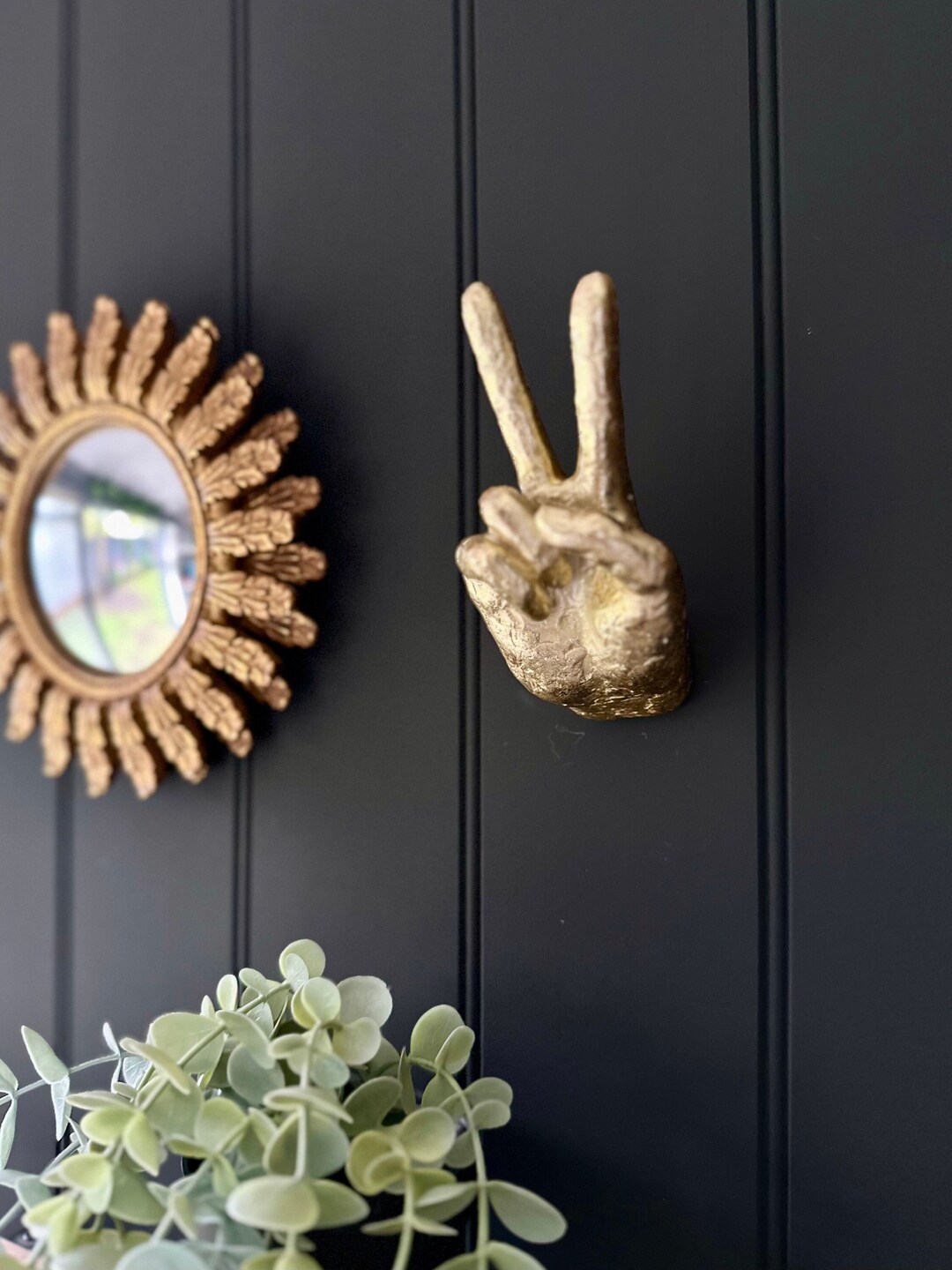 Gold Peace Hand Wall Art: Quirky Eclectic Decor (6.5x13cm) - Etsy