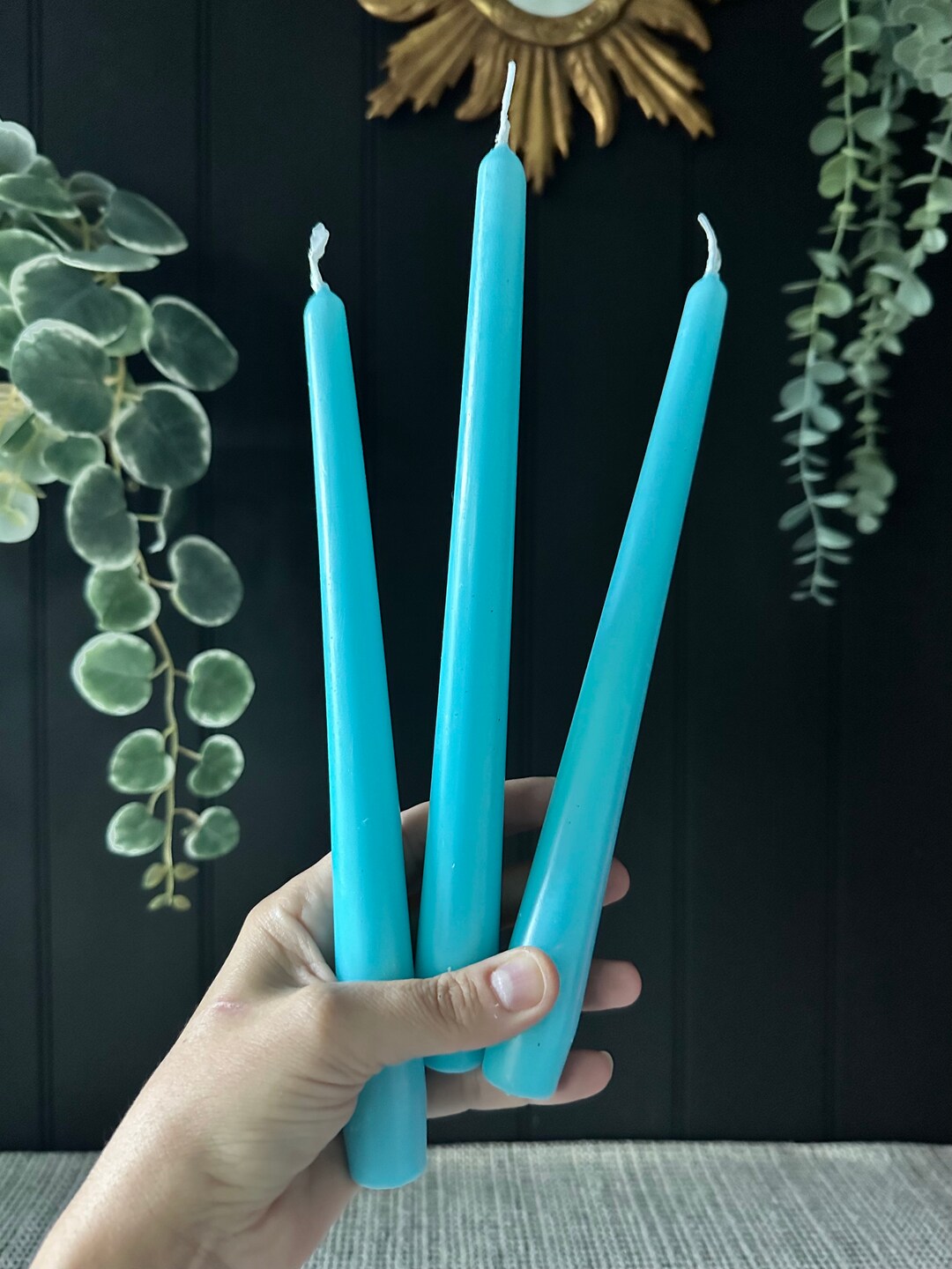 Turquoise Taper Candle Sticks Eclectic Decor Table Scaping Dinner ...