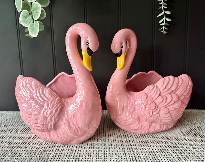Quirky Pink Ceramic Swan Planter/storage Bowl | Desk Tidy | Quirky ...