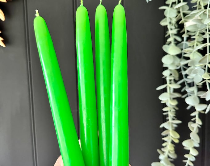 Emerald Green Taper Candles. Set O 6 Decorative Candles Sticks. Dinner ...