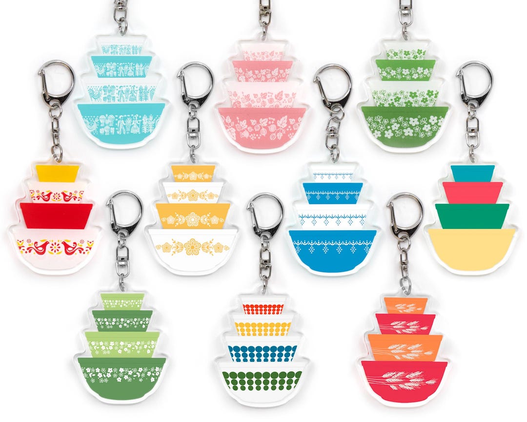 Pyrex-inspired Mixing Bowl Keychain – Retro Vintage Kitchen Acrylic ...