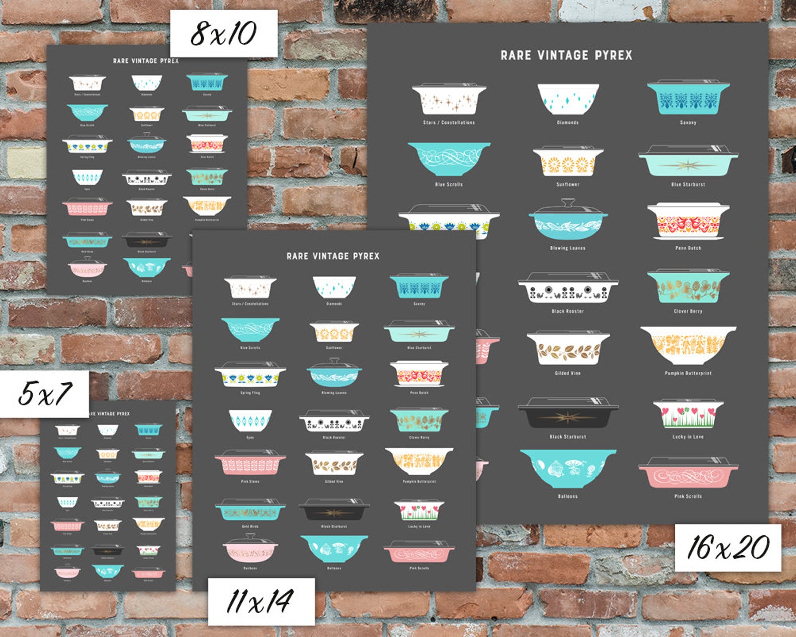 Rare Vintage Pyrex Chart Gray - Etsy