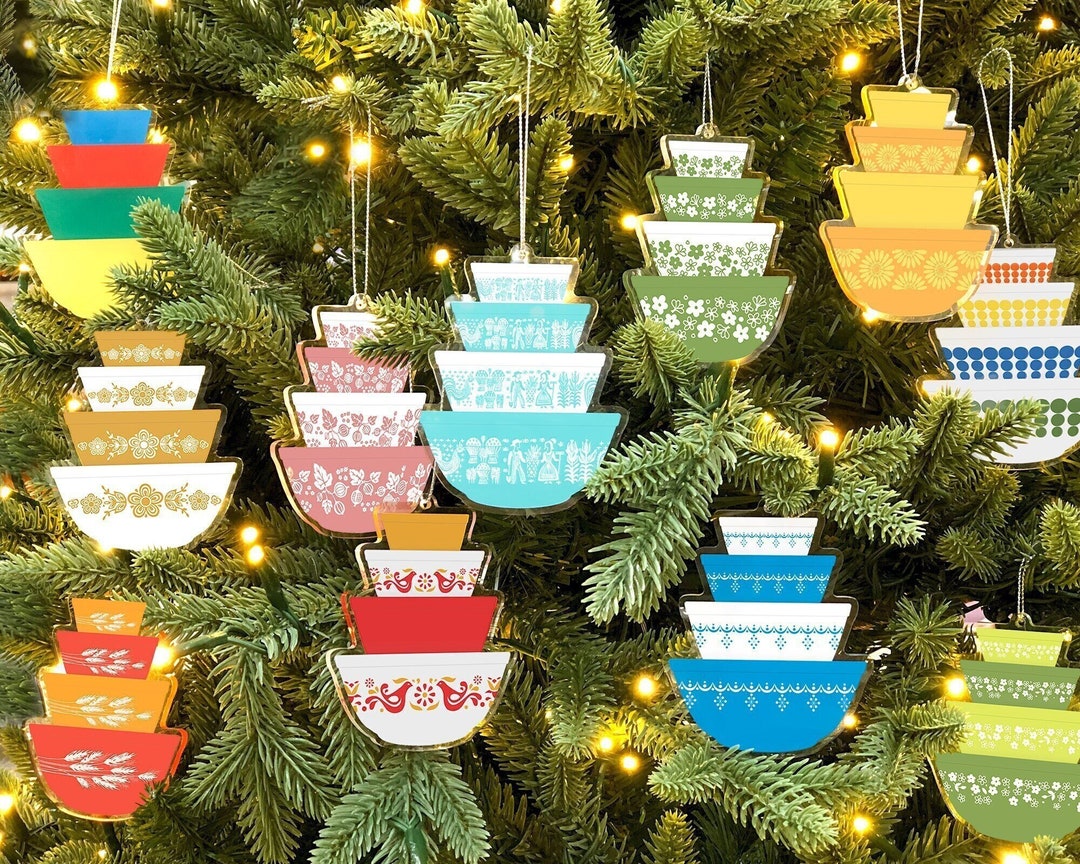Pyrex Inspired Christmas Ornament: Retro Kitchen Tree Decoration - Etsy