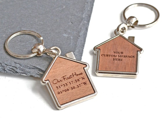 New Home Keyring Custom Coordinates Keyring Our First Home | Etsy
