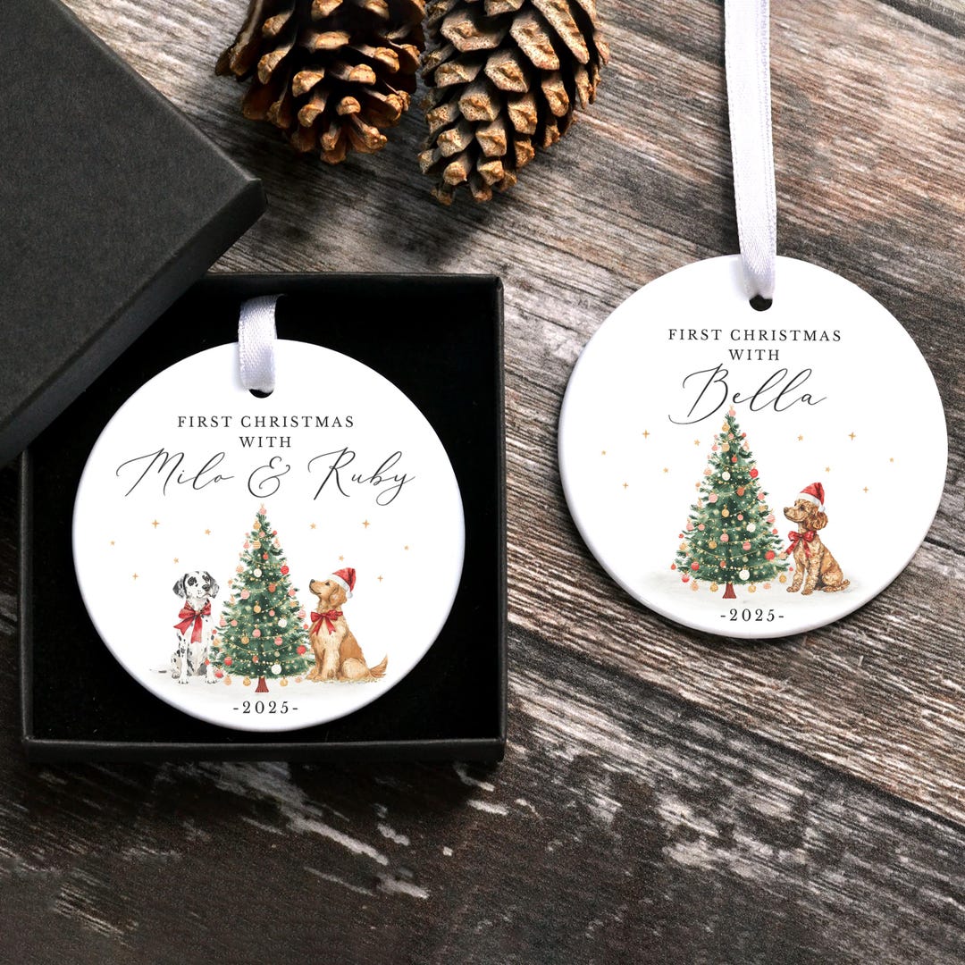 Personalised Dog First Christmas Bauble, Puppies 1st Christmas Ornament ...
