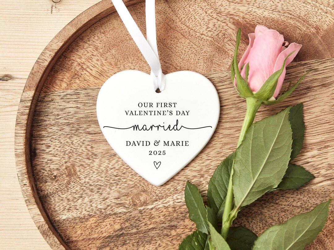Personalised Our First Valentine's Day Married Ornament, Valentine's ...
