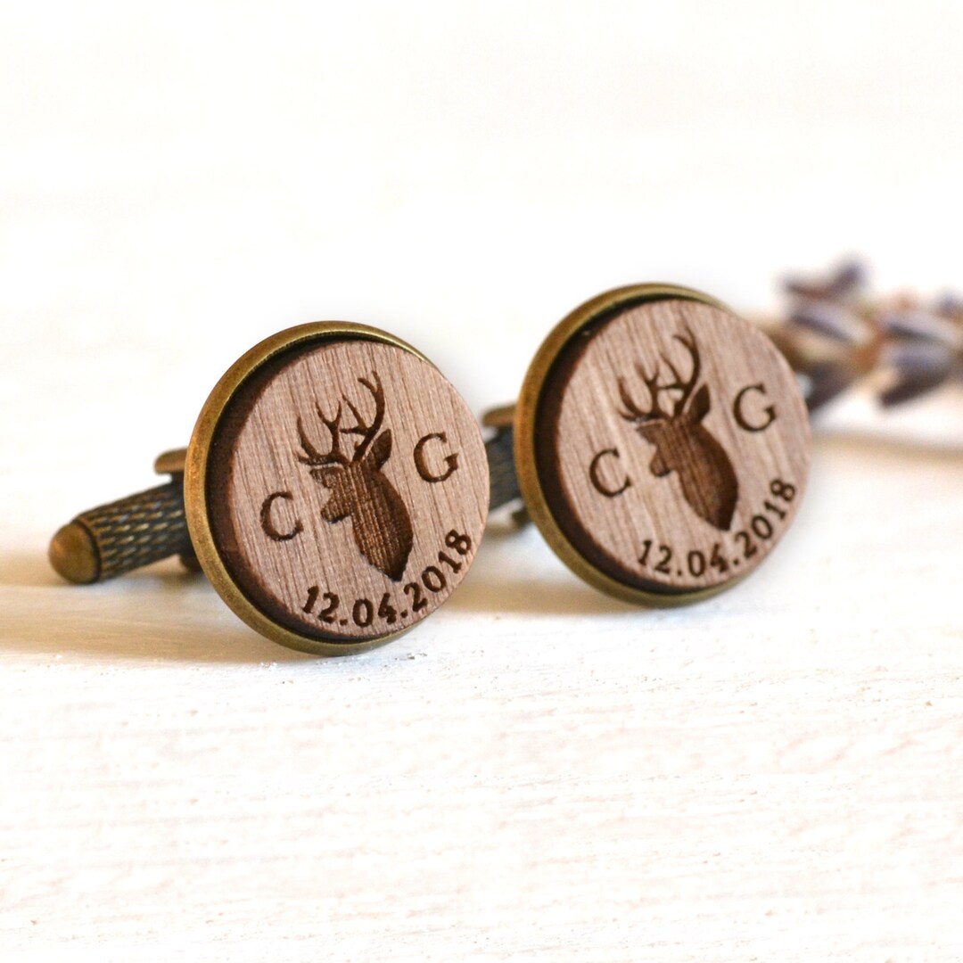 Stag Cufflinks Groomsmen Cufflinks Rustic Wood Cufflinks - Etsy UK