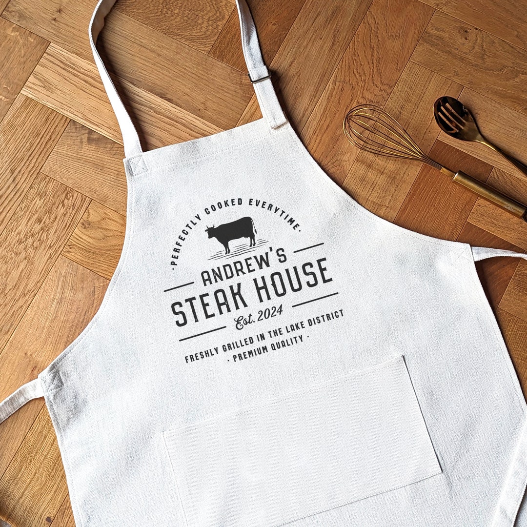 Personalised Steak House Apron, Steak Night Custom BBQ Apron, Barbeque ...