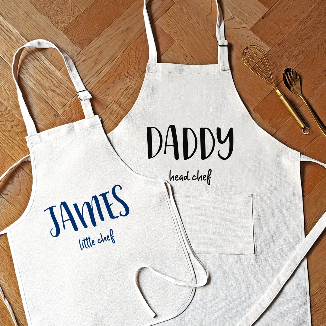 Personalised Father Son Aprons, Dad Daughter Apron, Matching Aprons ...