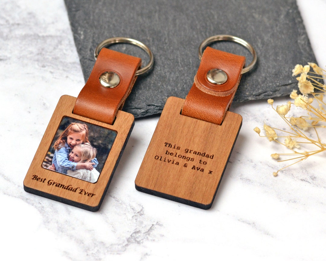 Personalised Grandad Keyring, Photo Keychain Gift for Grandad ...