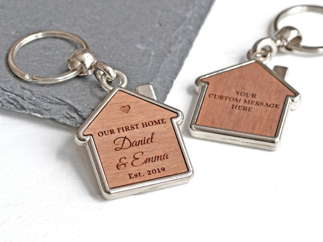First Home Keyring, First House Gift, Personalised New Home Keyring ...