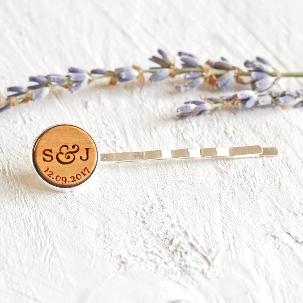 Custom Hair Pin, Personalised Hair Slide, Rustic Wedding, Wedding Hair ...