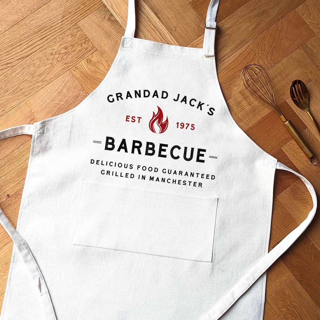 Personalised BBQ Apron, Custom Barbeque Apron, BBQ Gift for Dad Grandad ...
