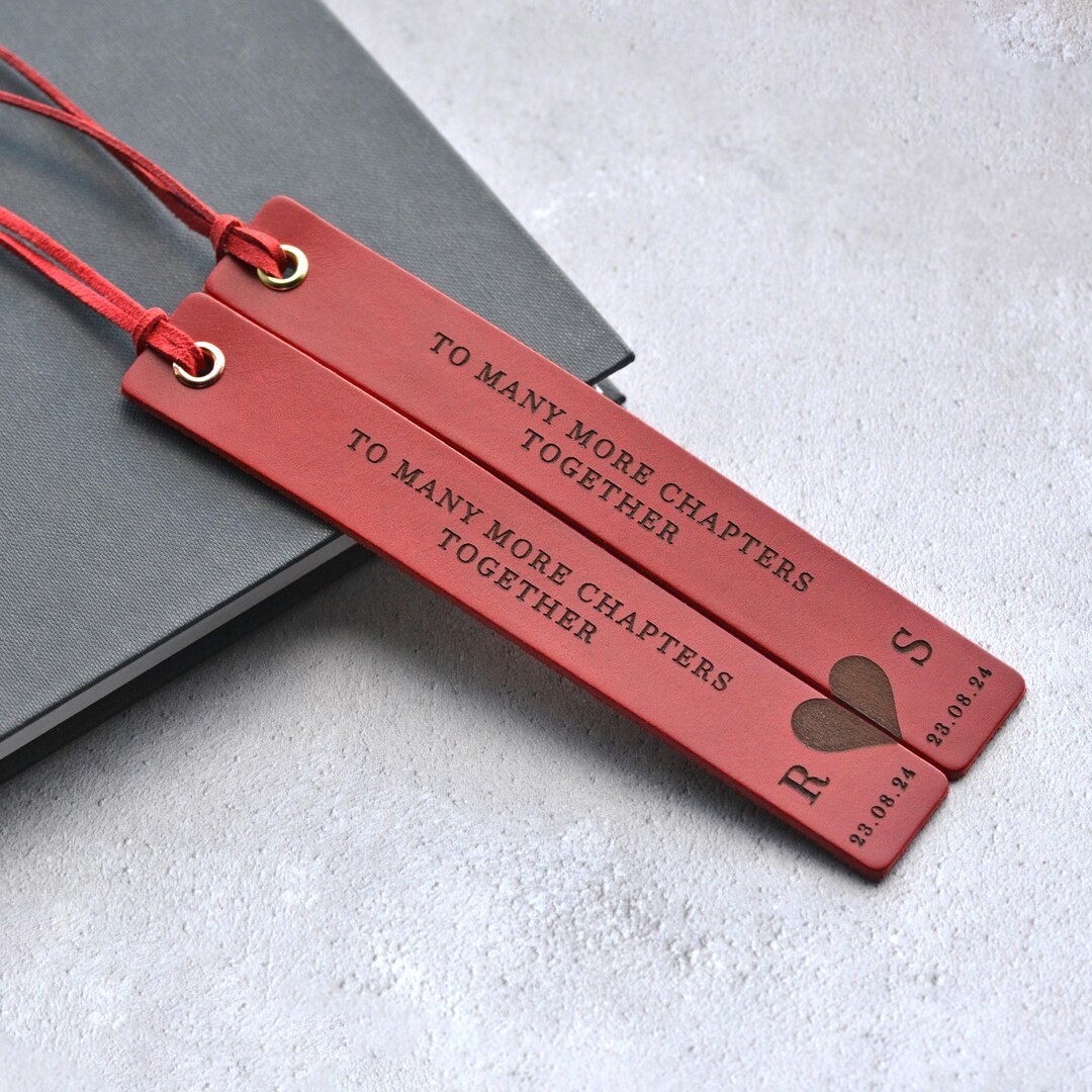 Personalised Leather Bookmark Set, Valentine's Day Gift for Him/her ...