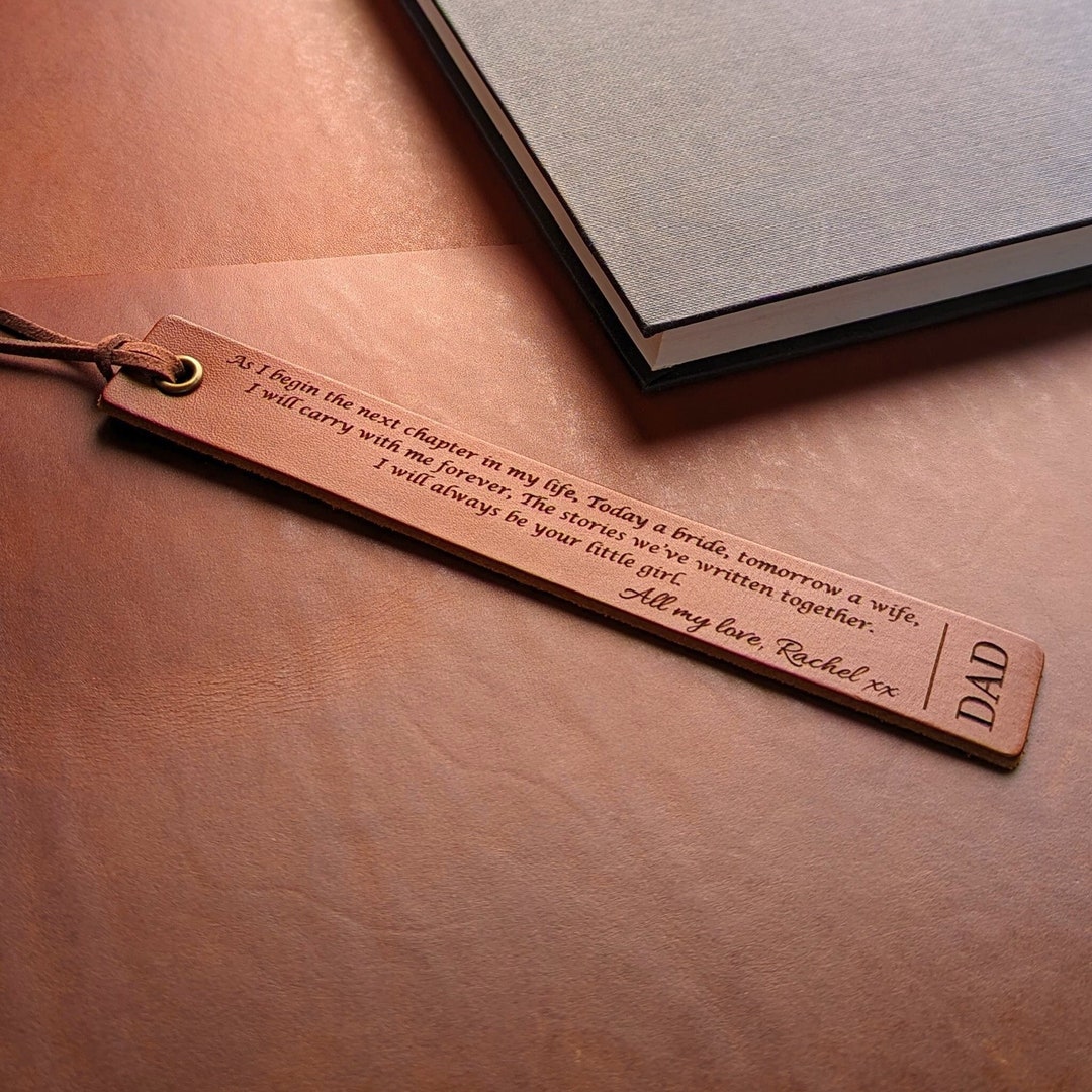 Personalised Leather Father of the Bride Bookmark, Wedding Gift for Dad ...
