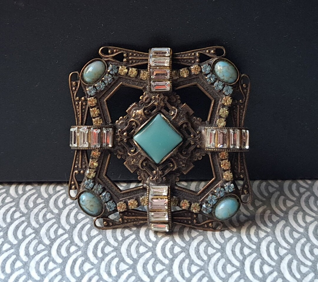 Vintage SORRELLI Tuquoise Brooch - Etsy