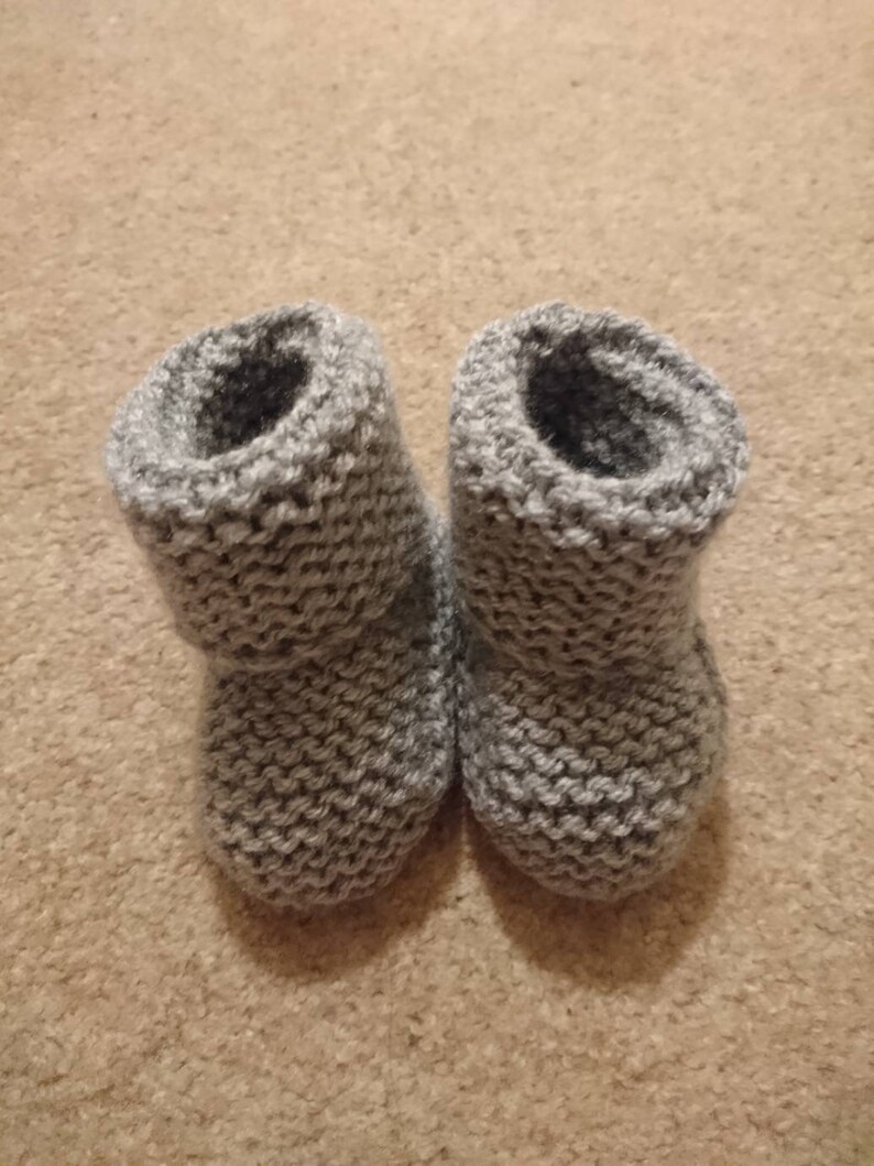 Hand Knitted Baby Booties (0-3 Months) Grey Baby Gift Newborn Gift Baby ...
