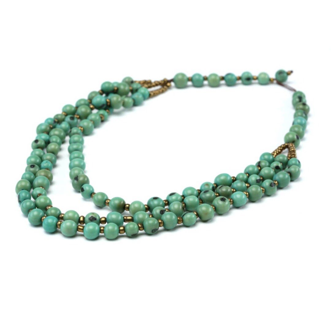 Green Multi-strands Acai Seed Necklace | Acai Beaded Necklace | 100% ...