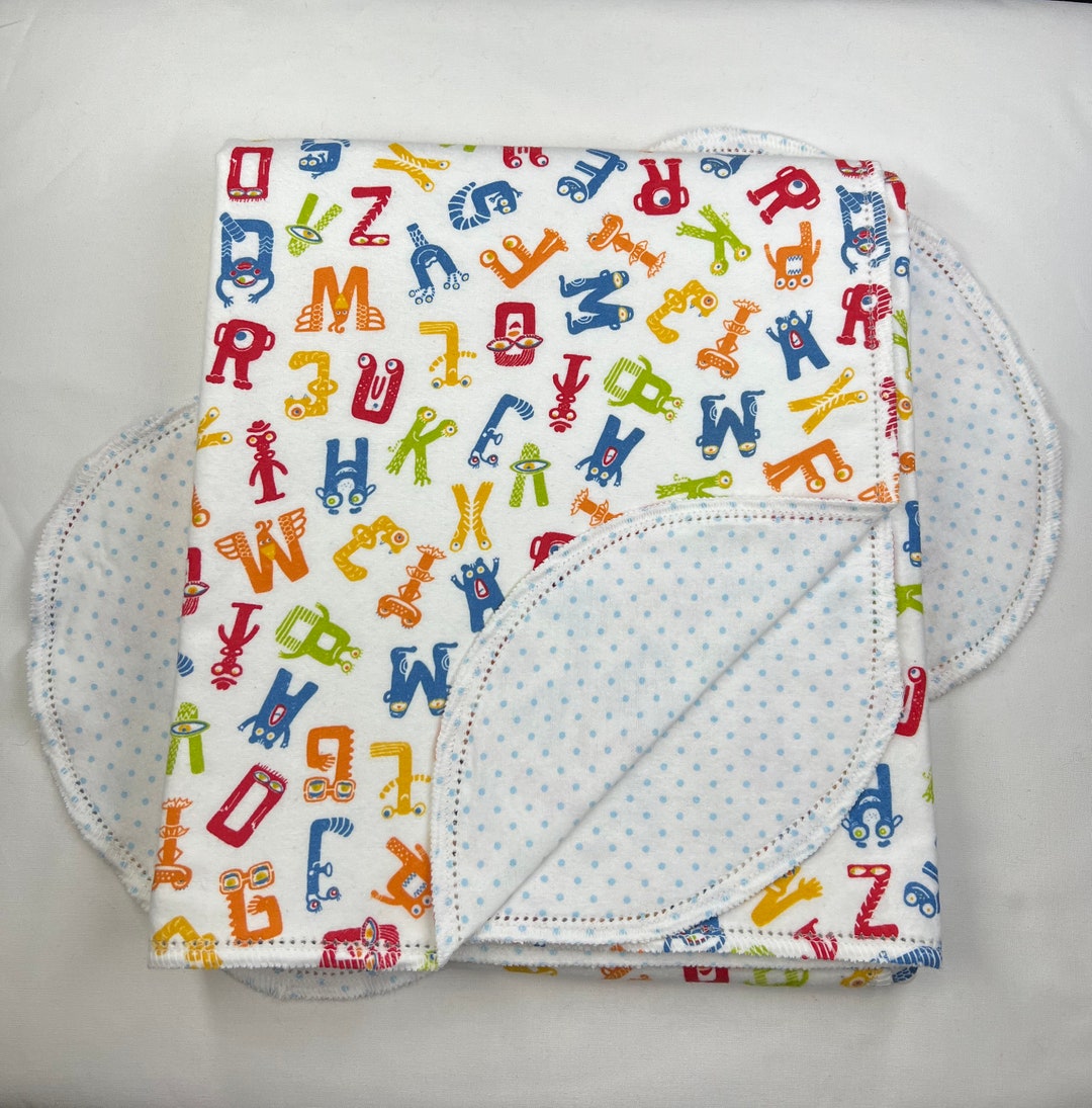 ABC, Red, Green, Yellow , Blue Monster Alphabet Hemstitch Double Sided ...