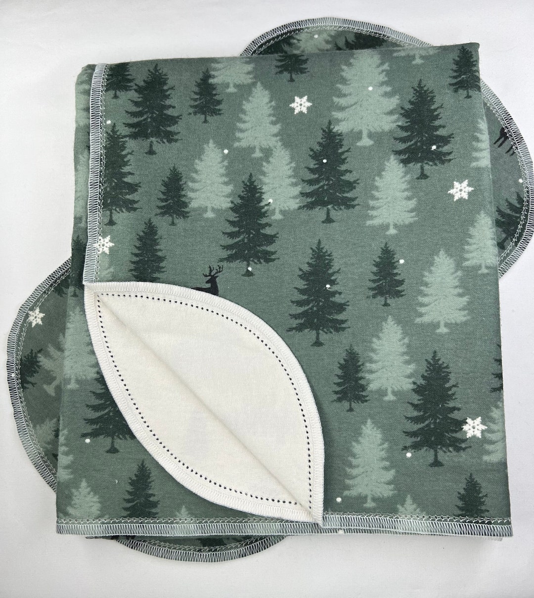 Dark Green Light Green Pine Trees Evergreen, Hemstitch Flannel Baby ...