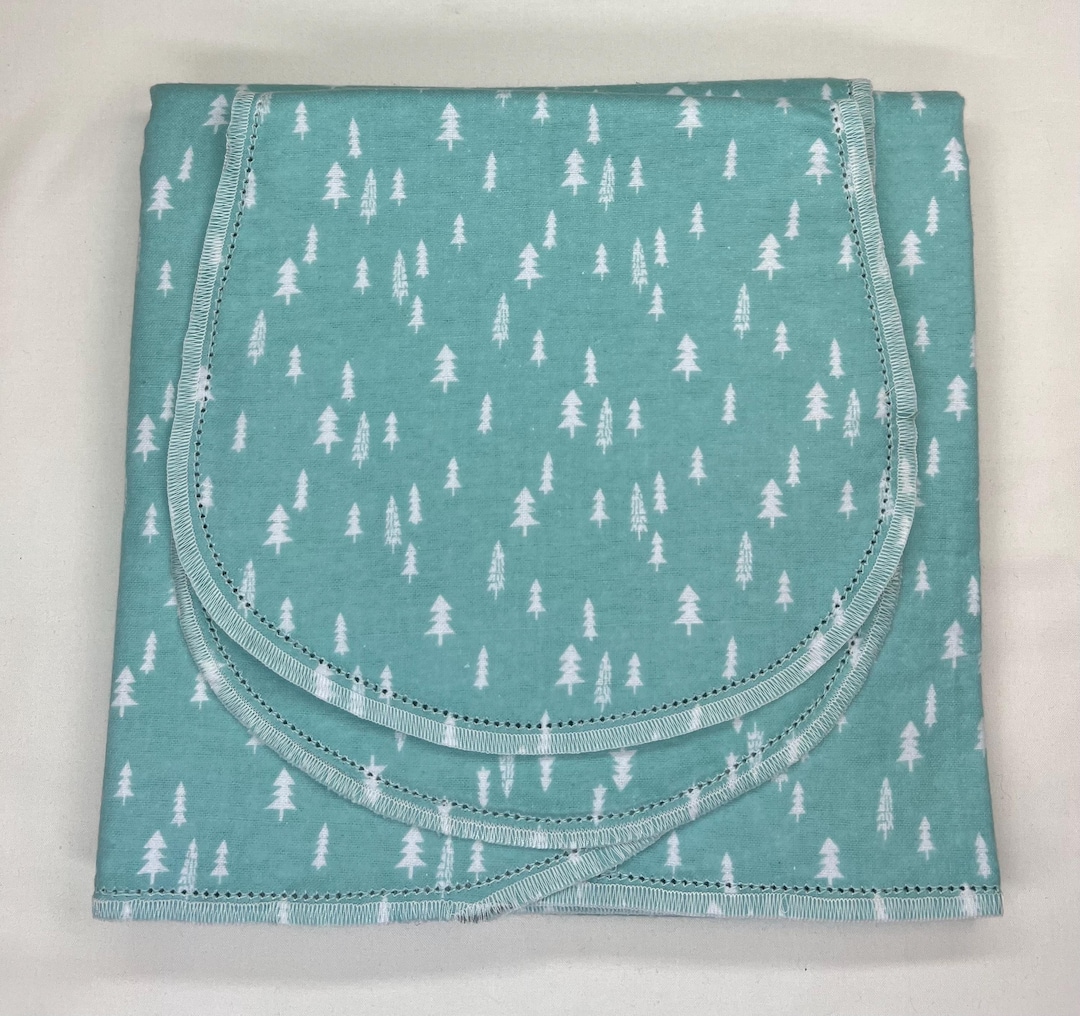 Pine Tree Hemstitch Double Sided Flannel Baby Blanket and Burp Cloth ...