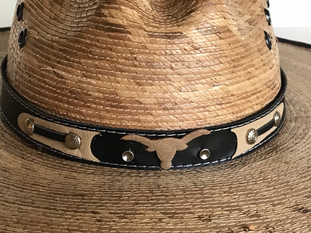 Western Palm Hat With Longhorn Emblem on Faux Leather Belt Size M ...