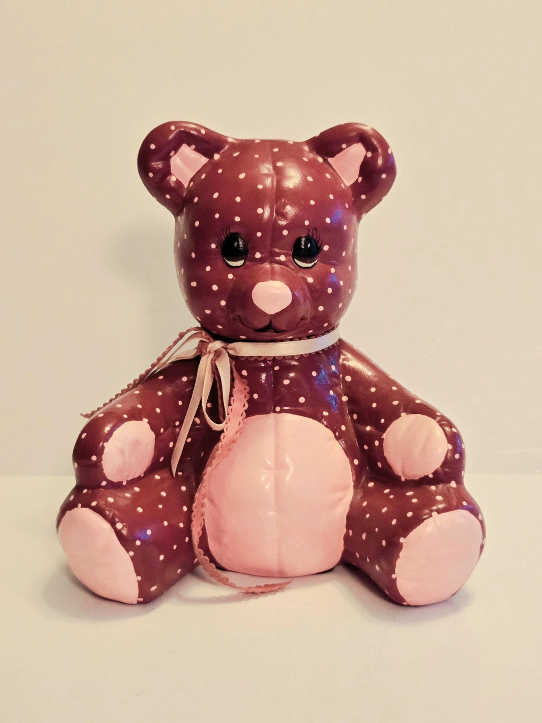 Vintage Ceramic Teddy Bear Piggy Bank With Coin Slot and Original ...
