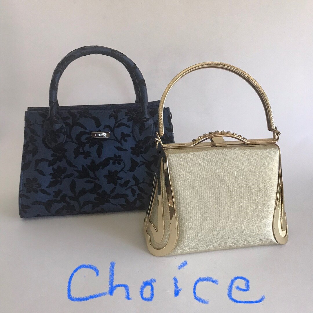 Prom Evening Bags Blue and Black Velvet and Gold Metal Fabric Your ...