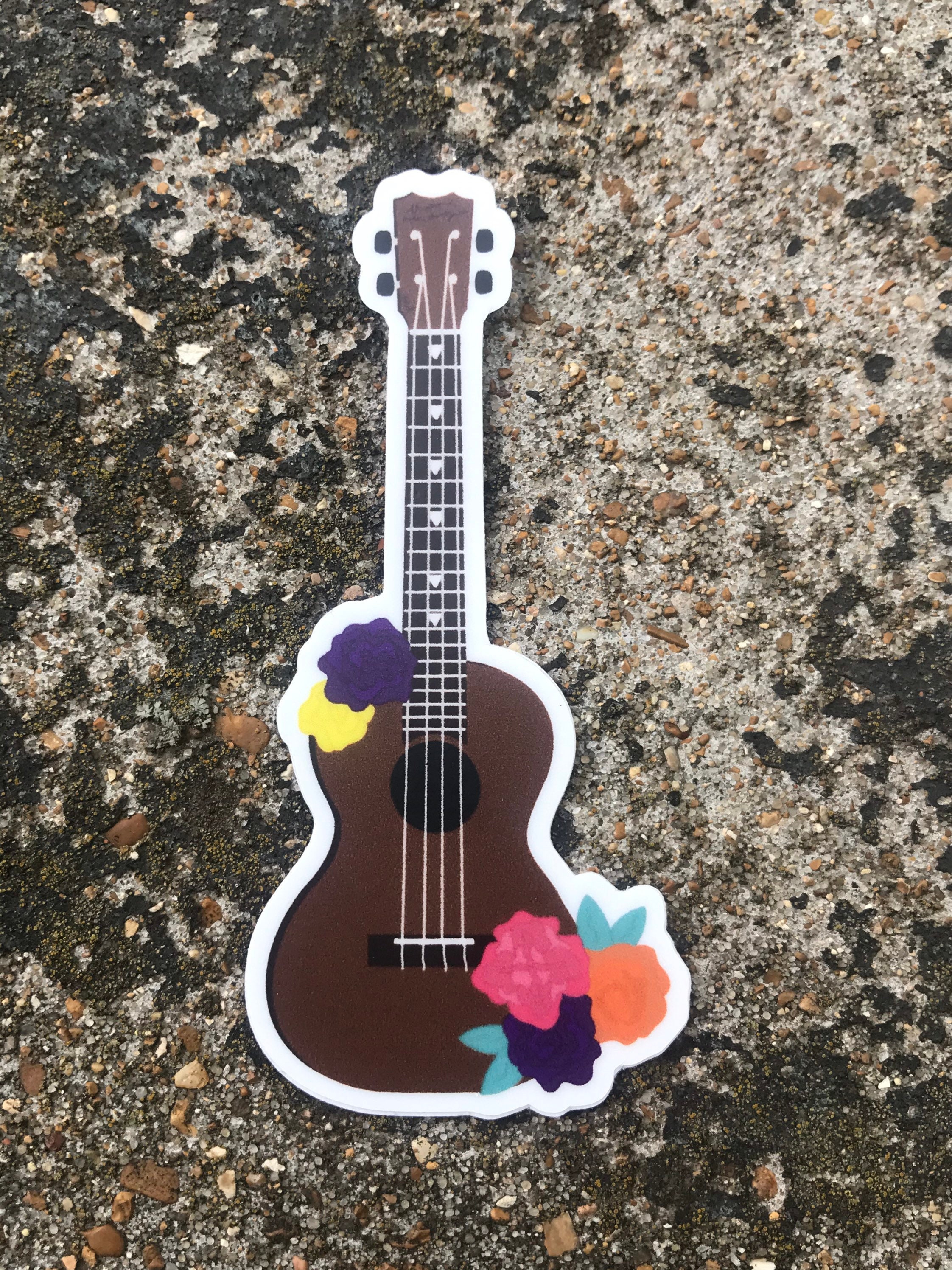 Ukulele and Flowers Vinyl Sticker | Die Cut | Waterproof - Etsy