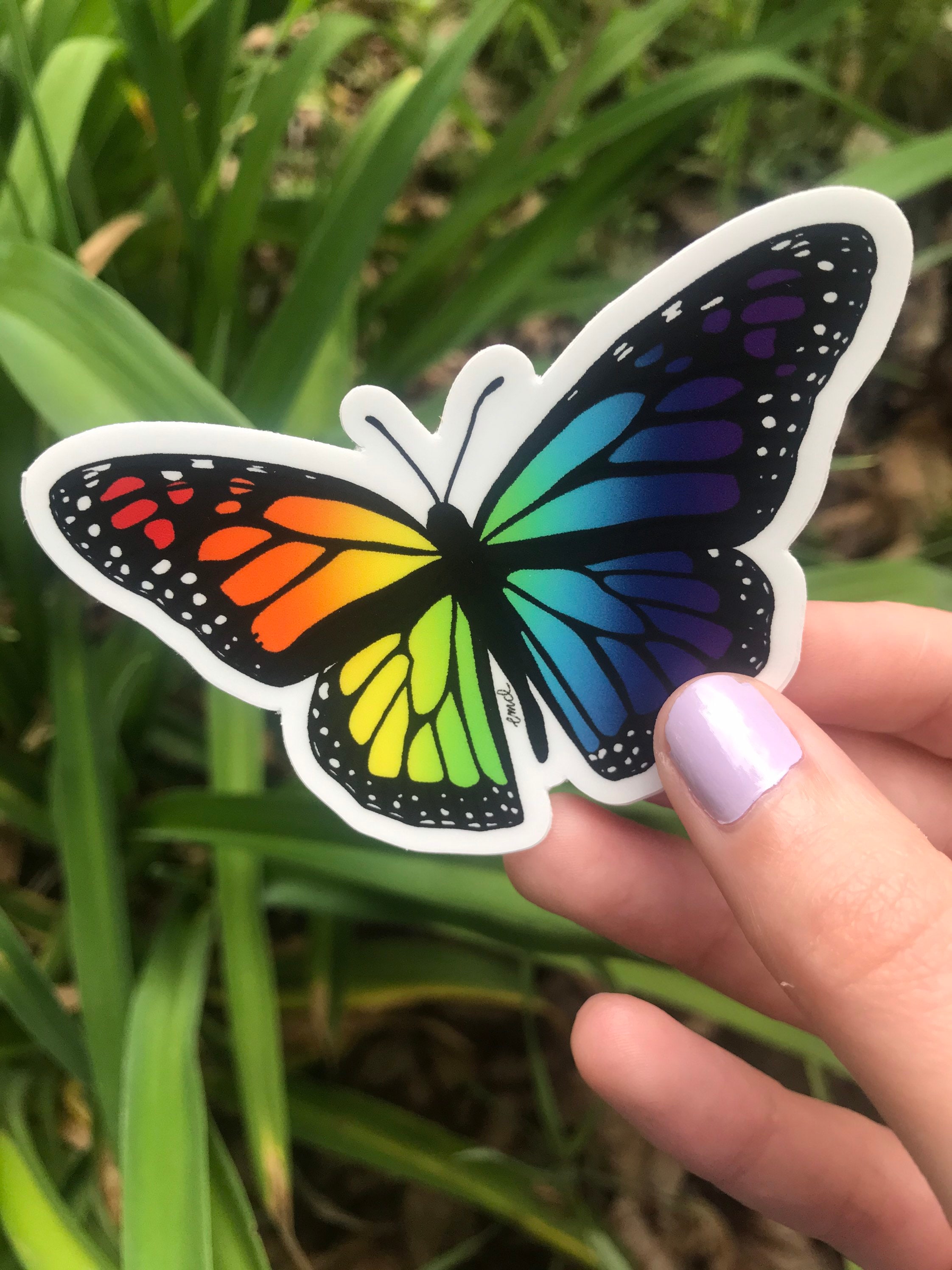 Rainbow Butterfly Vinyl Sticker Die Cut Waterproof - Etsy