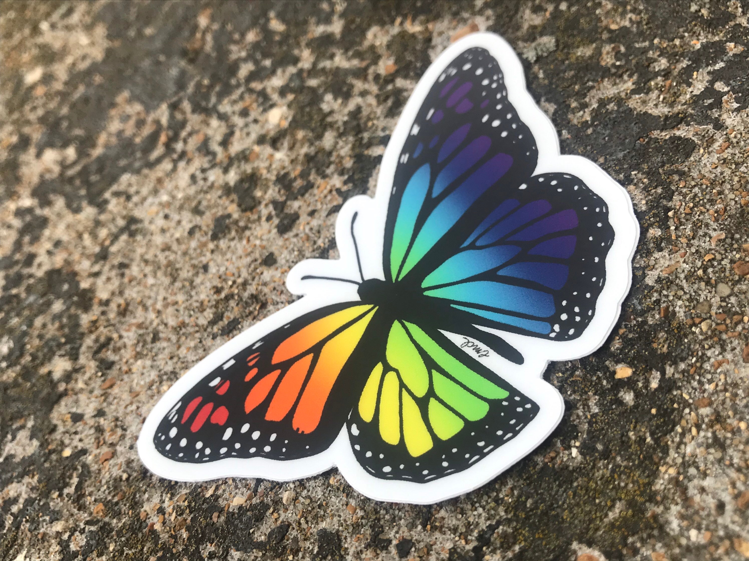 Rainbow Butterfly Vinyl Sticker Die Cut Waterproof - Etsy