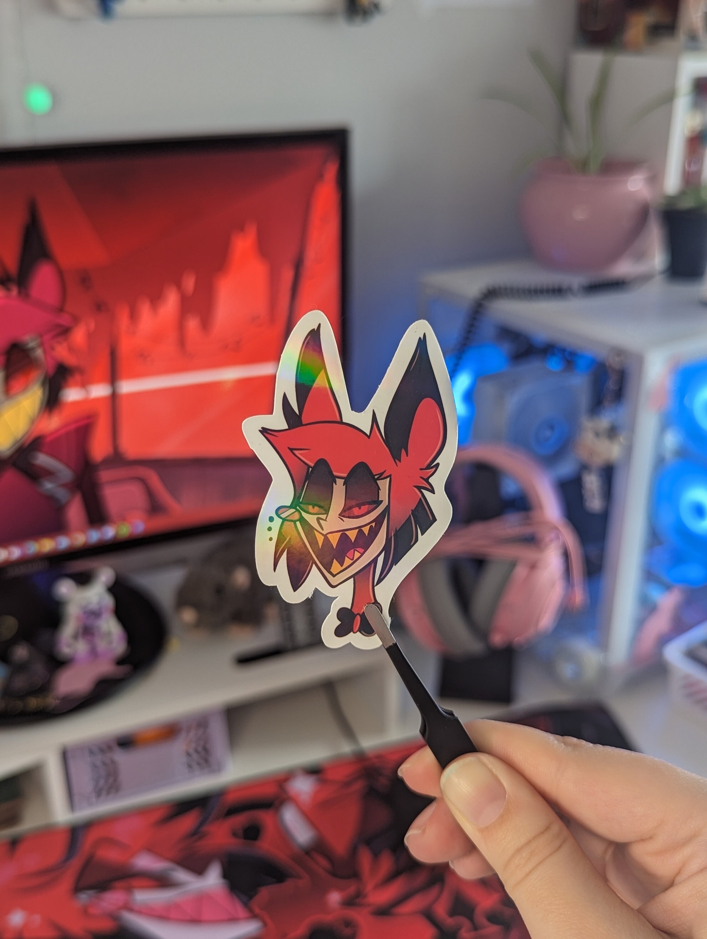 Alastor Hazbin Hotel Handmade Stickers Die Cut Sparkle Vinyl Stickers ...