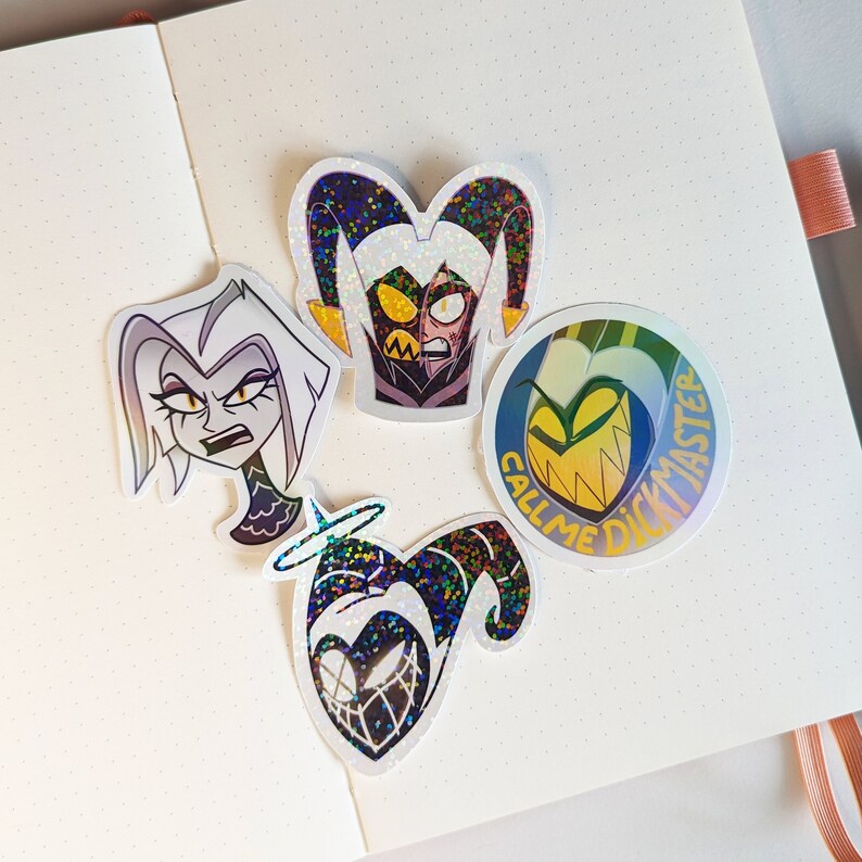 Adam and Lute Hazbin Hotel Handmade Stickers Die Cut Sparkle Laminate ...