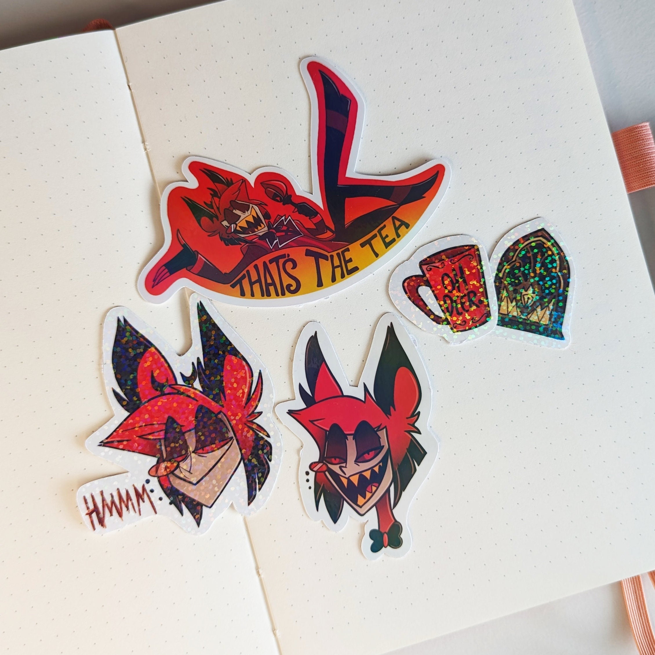 Alastor Hazbin Hotel Handmade Stickers Die Cut Sparkle Vinyl Stickers ...