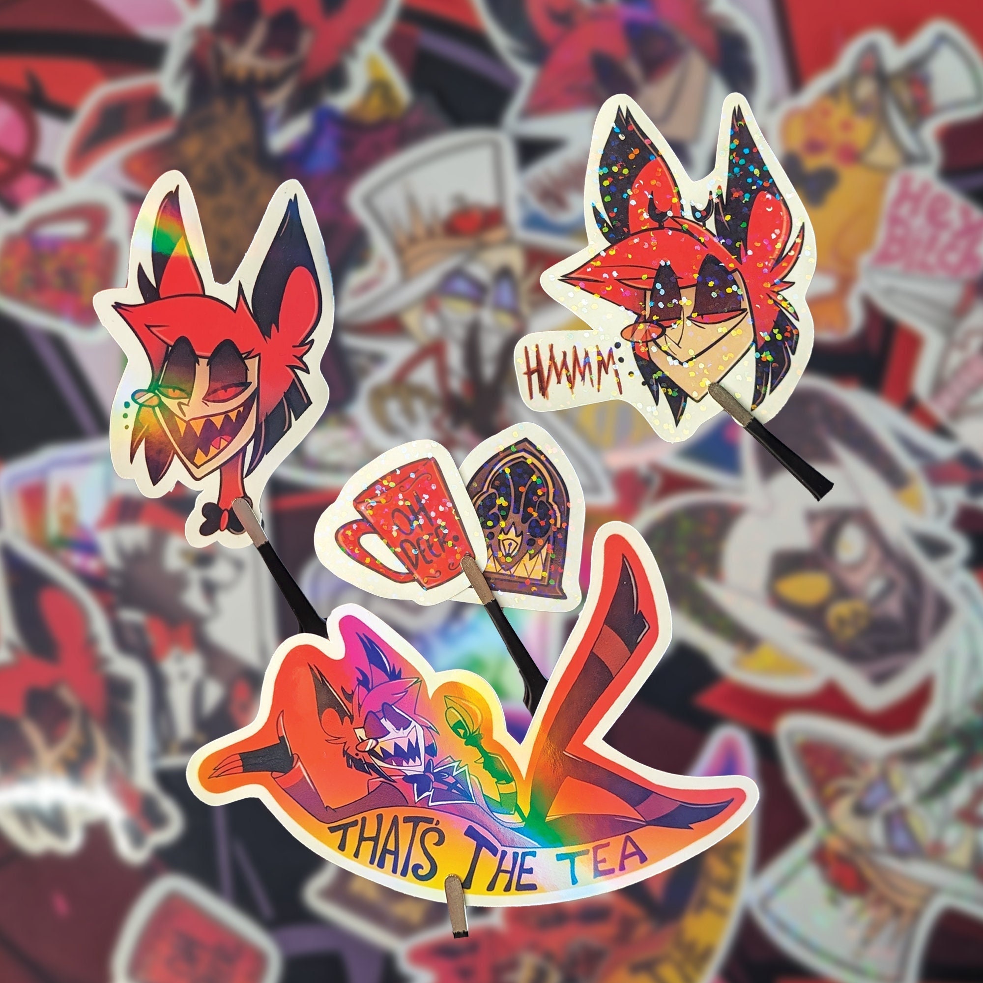 Alastor Hazbin Hotel Handmade Stickers Die Cut Sparkle Vinyl Stickers ...