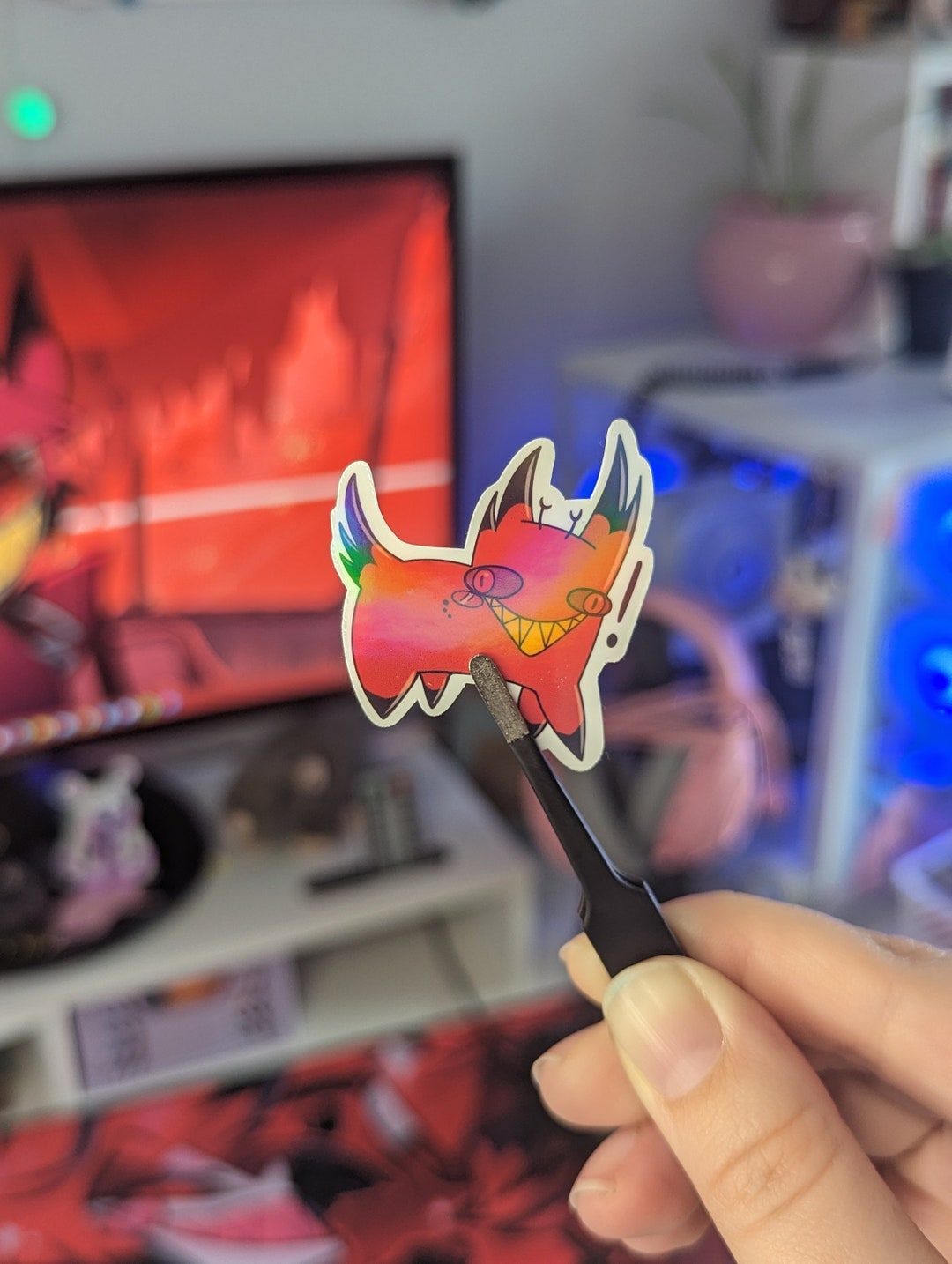 Cursed Cat Alastor Vinyl Mini Sticker Hazbin Hotel Sticker Holo Alastor ...