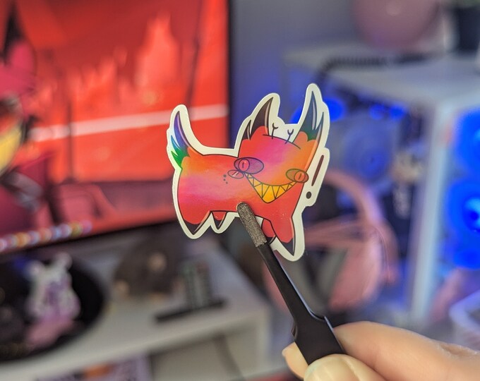 Cursed Cat Alastor Vinyl Mini Sticker | Hazbin Hotel Sticker | Holo ...