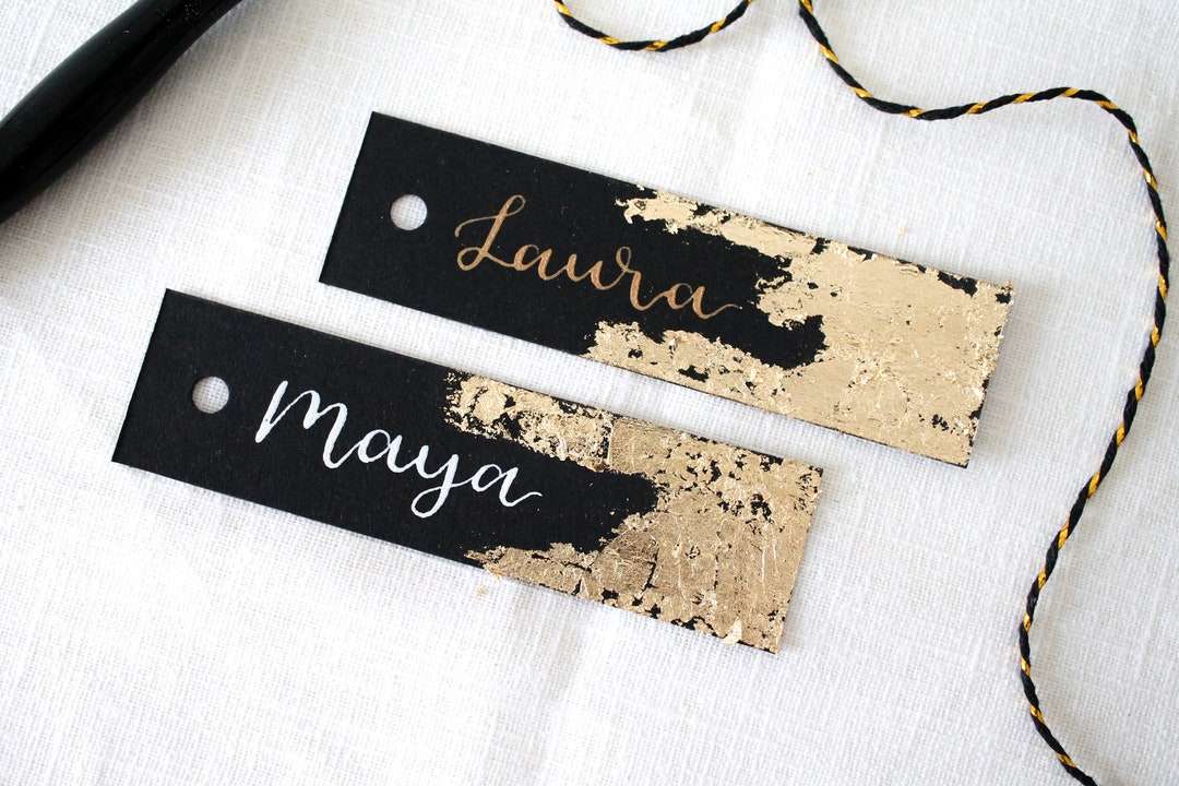 Custom Gift Tags With Gold Foil Name Tags Pendant Place - Etsy