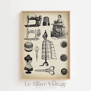 Dressmaker Print, Tools Poster, Women's Clothes Creation, Tailor ...