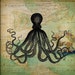 Octopus on Map Poster, Octopus in Map Print, Sea Map, Octopus Print ...