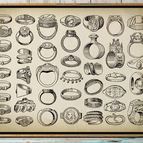 ANTIQUE RINGS CHART Print Jewelry Poster Jewelry Design - Etsy