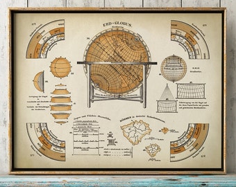 WORLD MAP Print World Chart Astronomy Print Old School Map | Etsy