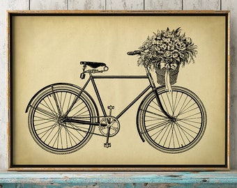 Floral Bike Paper Cut on Hand Painted Paper Bicycle With - Etsy