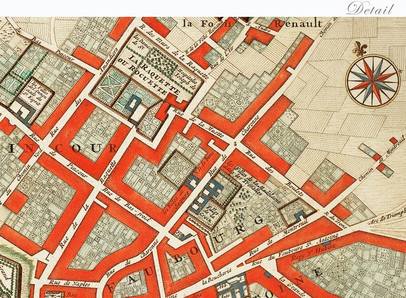 Vintage Paris City Map Art Print: Colorful French Street Map - Etsy