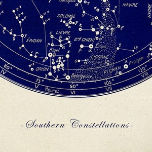Southern Constellations Chart Print: Vintage Astronomy Poster - Etsy