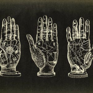 PALMISTRY Print, Palmistry Art Poster on Black, Chiromancy Print ...