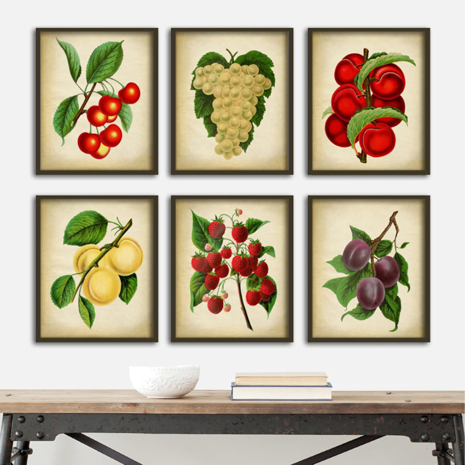 Fruits Botanical Print SET of 6 Art Prints Assorted Fruit | Etsy