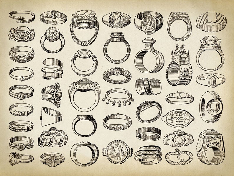 ANTIQUE RINGS CHART Print Jewelry Poster Jewelry Design | Etsy