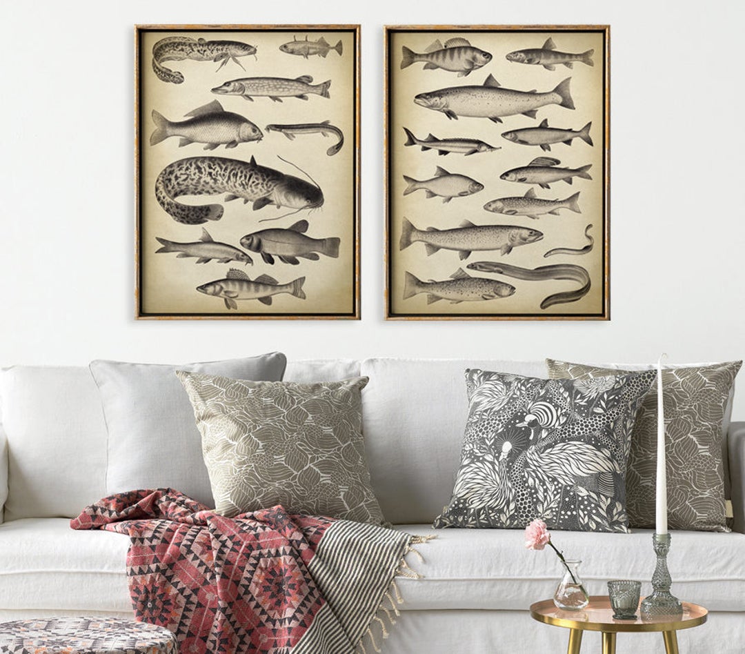 FISH Print SET of 2 Fish Charts, Fish Poster, Fish Illustration ...