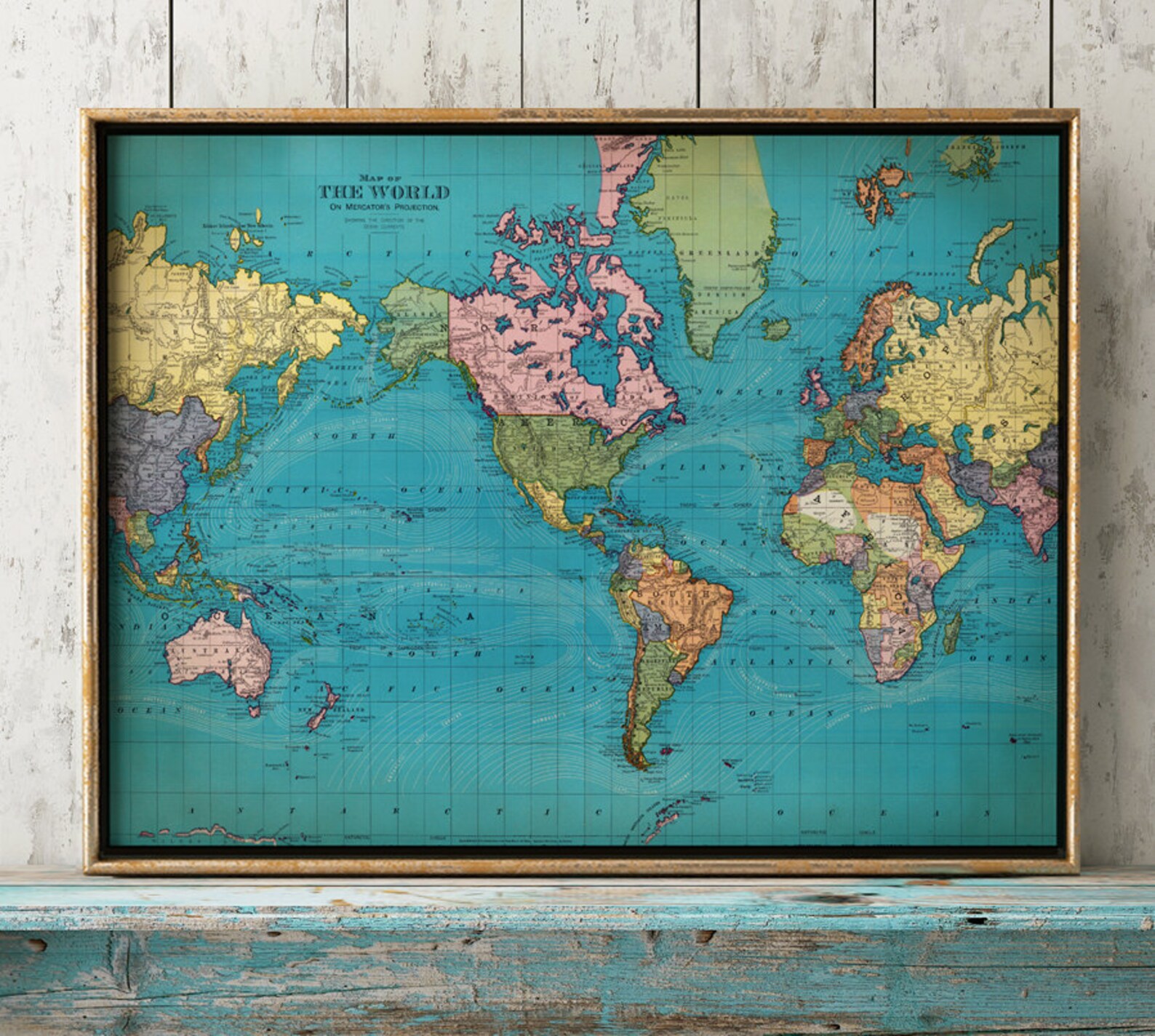 WORLD MAP Print World Chart Astronomy Print Old School Map - Etsy